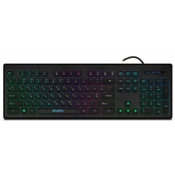 Клавиатура проводная игровая SVEN KB-C7500EL черная (USB. 104 кл. RGb подсветка)
