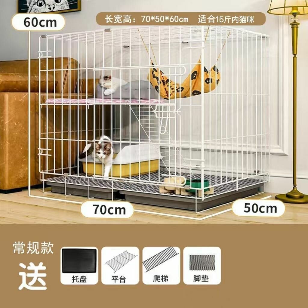 Клетка для кошек для домашнего использования, двухъярусная клетка для кошек, кошачья вилла, многоярусная клетка для кошек с внутренним туалетом, компактная переносная клетка для кошек с усиленной конструкцией.