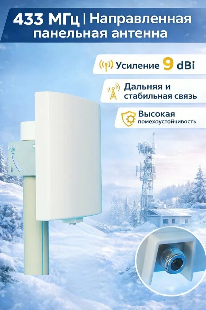 Антенна 433 МГц 9 dBi направленная панельная N-Female для LoRa IoT Плоская панельная антенна стабильного сигнала, небольших наземных станций на базе lora cubesats и LoRa