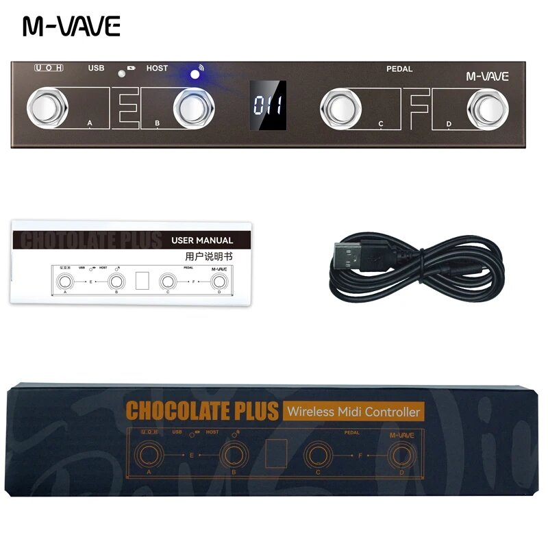 M-VAVE Шоколадный беспроводной MIDI-контроллер 4 кнопки Chocolate Plus