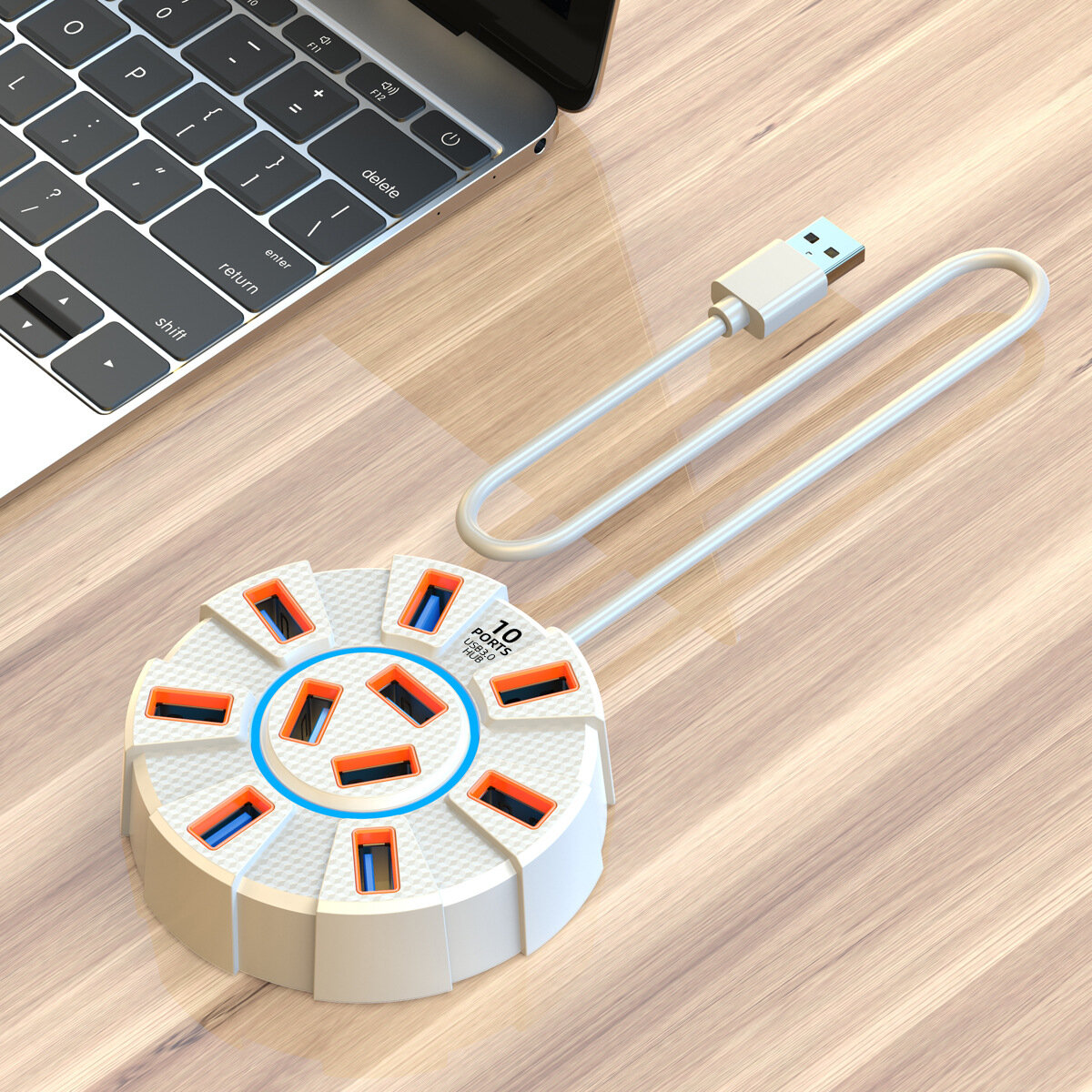USB3.0HUB 7-портовый/10-портовый хаб с RGB-подсветкой, совместимый со всеми компьютерными разъемами, многопортовый высокоскоростной хаб.