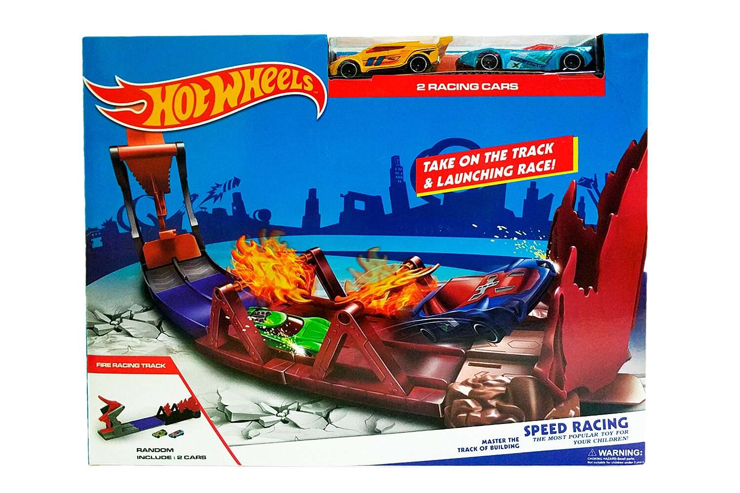 Игровой набор Трек Хот Вилс Hot Wheels MS-43 Скоростной трек на 2 машины Огненная полоса, 2 машинки