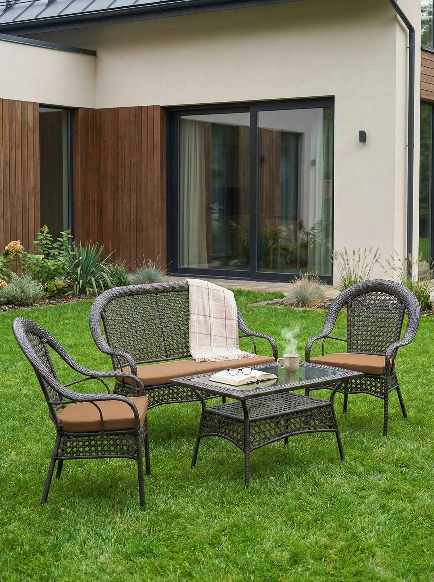 Комплект мебели из искусственного ротанга Шампань (Champagne), шоколад подушки коричневые