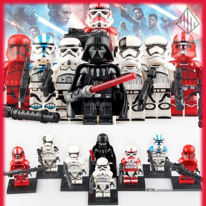 'Набор минифигурок "Звёздные Войны"(Star Wars) , совместимы с легo конструкторами 8шт. (Высота фигурки: 4,5 см, пакет)/KT1034
