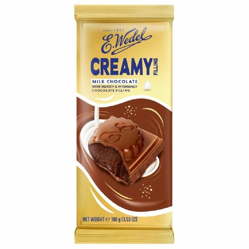 Шоколад E.WEDEL Молочный с кремовой начинкой начинкой с шоколадным вкусом 100г
