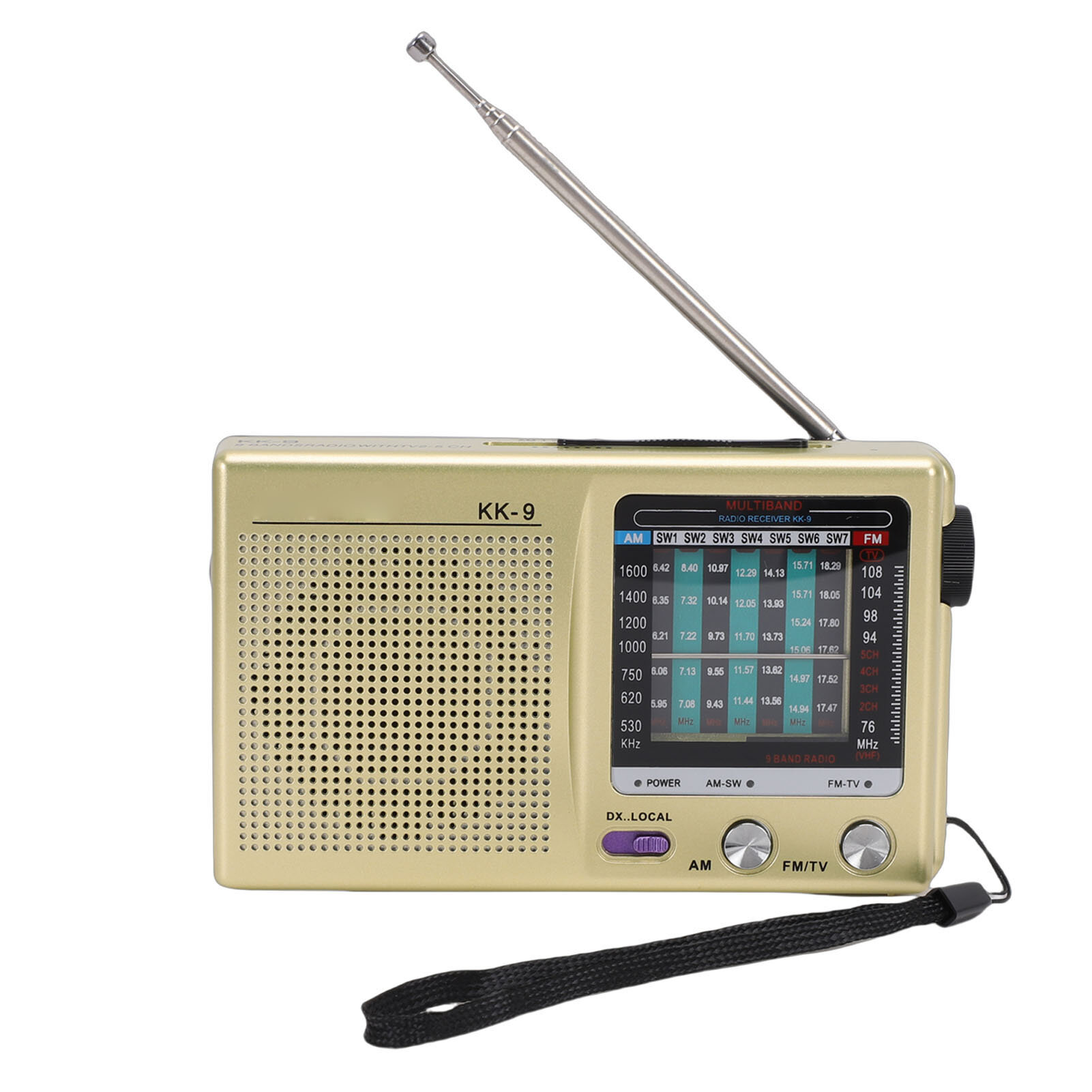 AM FM SW WB Radio Портативное Коротковолновое Радио с Разъемом для Наушников 3,5 мм для Пеших Прогулок Gold