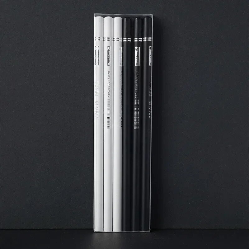 Карандаши набор 6 шт. Черно-белые 2B, Color: white3pcs balck3pcs