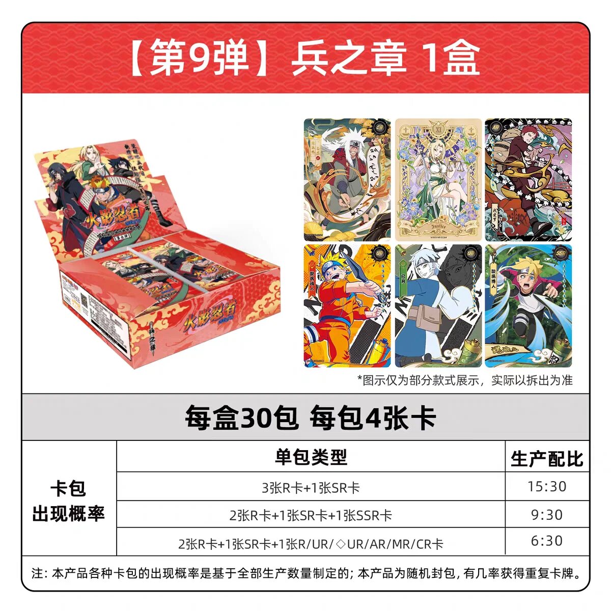 Коллекционная карточная игра Kayou Naruto T2W9, 1Box(120Pcs Cards)