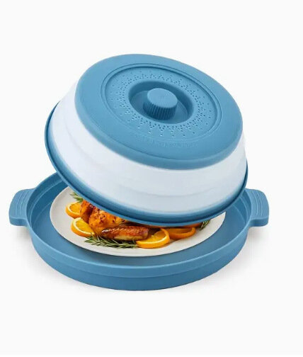 Крышка для СВЧ, с корзиной для слива, термопластичная резина, диаметром 27 см, синий