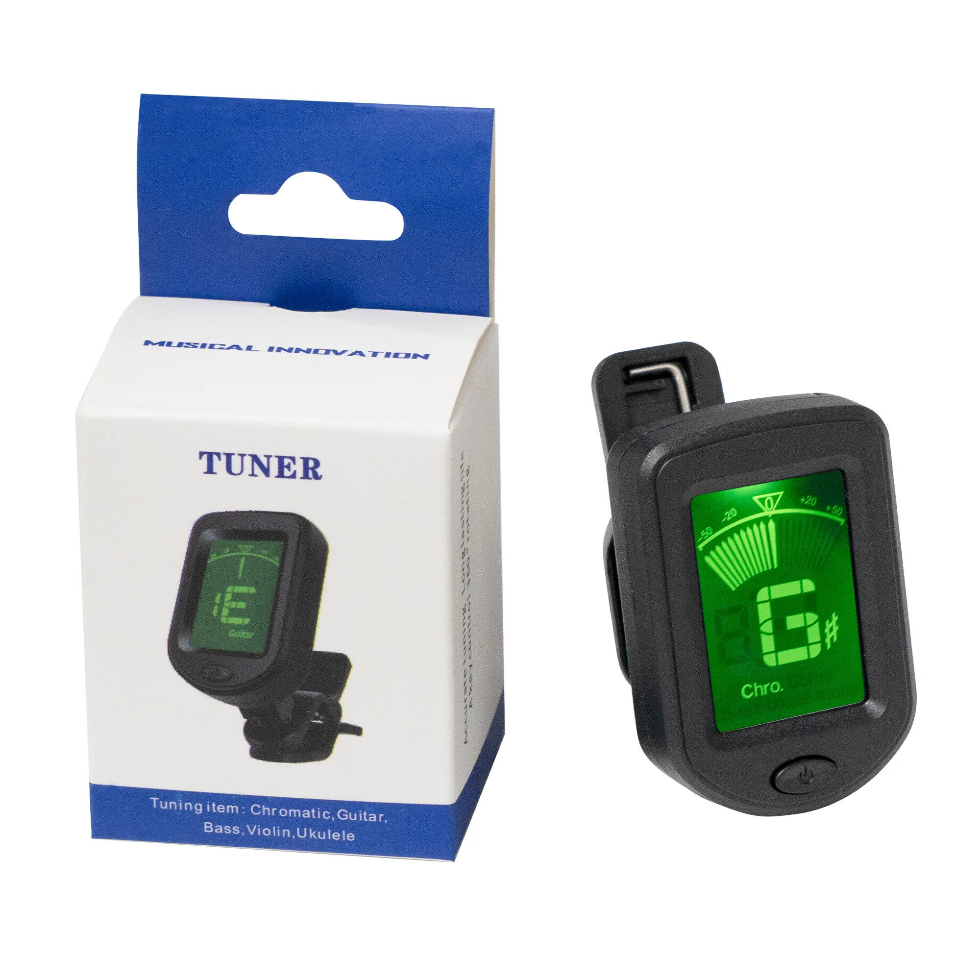 Тюнер для настройки Гитары, Электрогитары, Укулеле, Скрипки, Баса, Хроматический Muza TUN-01