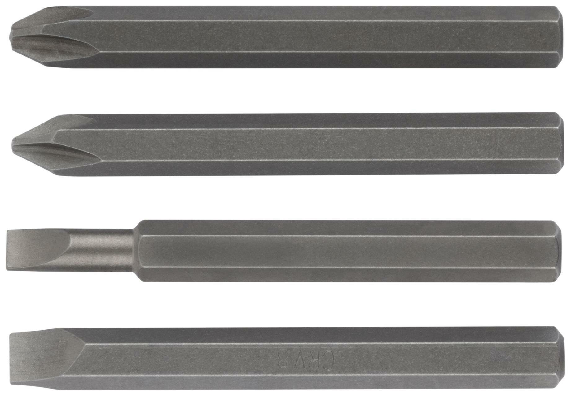 Биты для ударной отвертки CrV, набор 4 шт, 80 мм