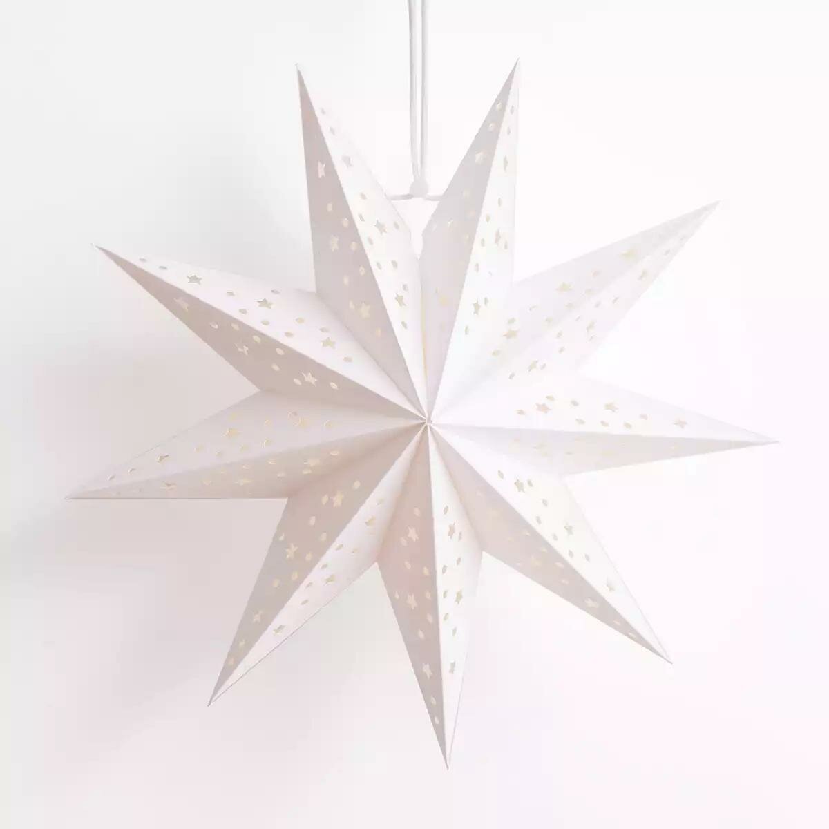 Звезда IKEA диаметр 18.5 см, светящаяся, с гирляндой, на батарейках, белая