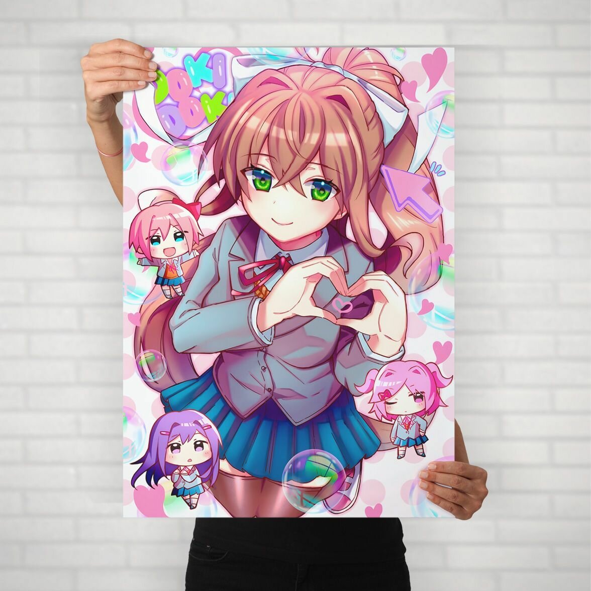 Плакат на стену для интерьера Литературный клуб Доки Доки (DDLC - Общее 5) - Постер по игре визуальной новелле формата А1 (60x84 см)