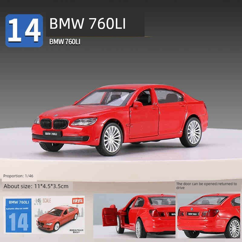BMW 760LI Красный Сплавная Модель Автомобиля Масштаб 1:64 Карманный Размер с Открывающимися Дверьми