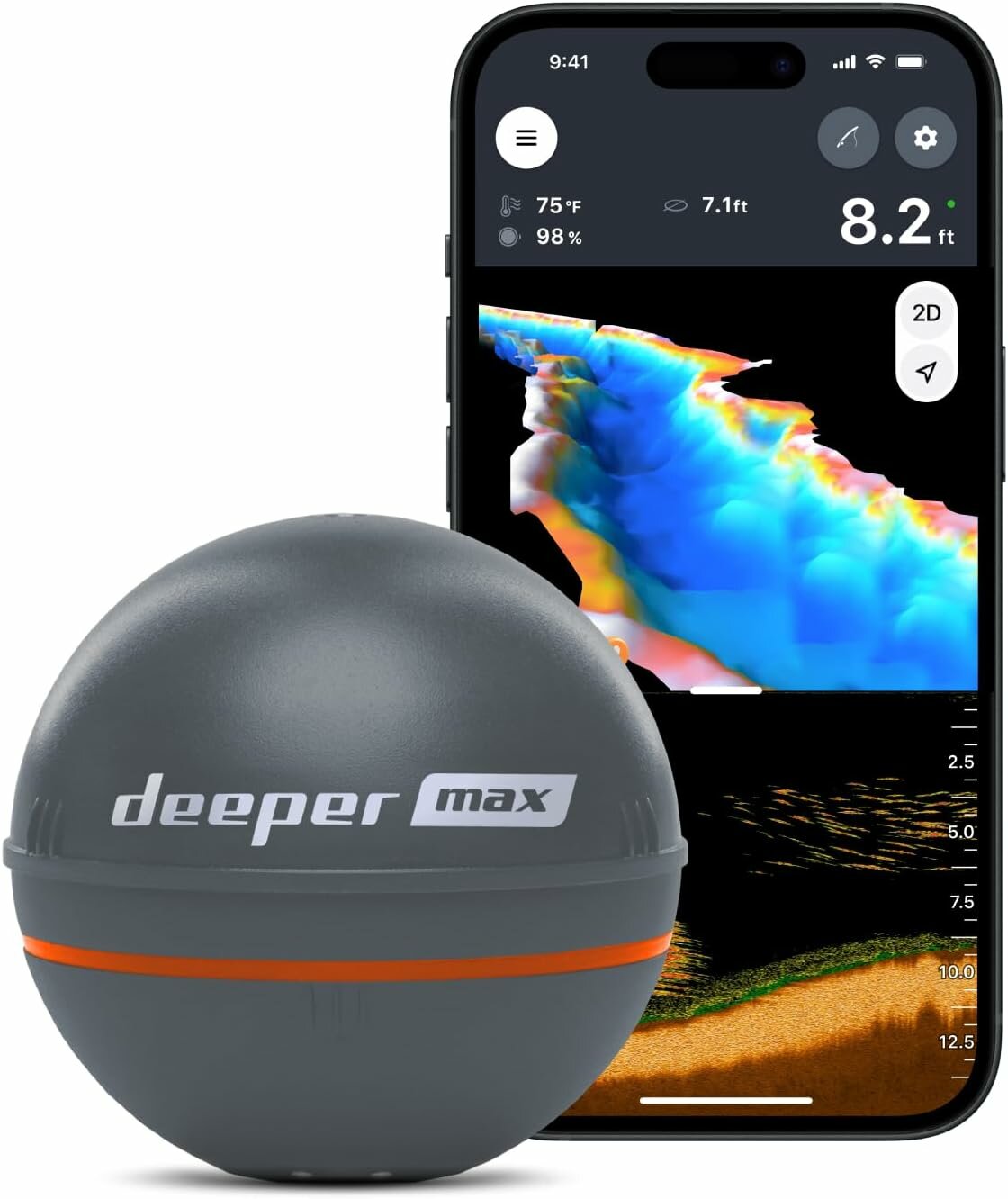 Эхолот беспроводной Deeper MAX, для зимней и летней рыбалки, влагозащищённый, чёрный