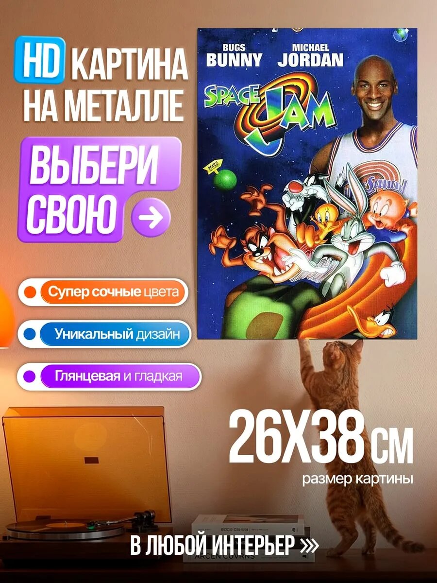 Картина на HD металле Космический джем Майкл Джордан