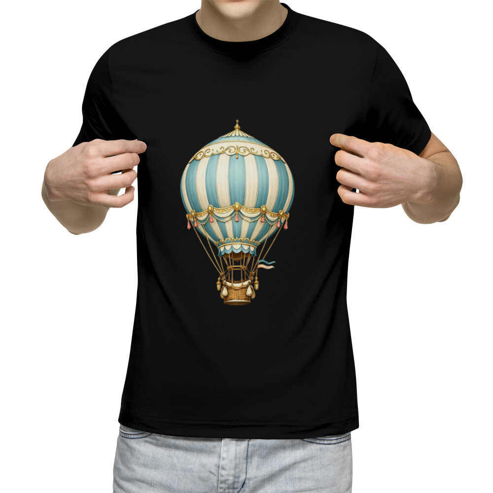 Мужская футболка «Воздушный шар» (черный, 3XL)