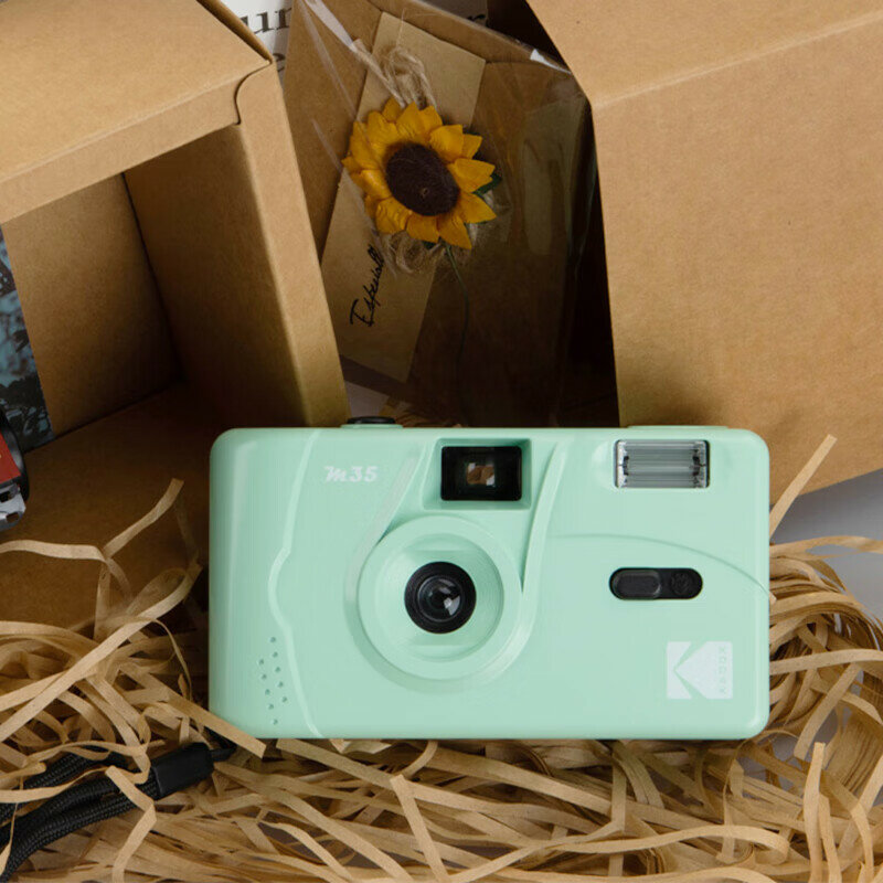 Камера KODAK M35 с мятным зеленым цветом и вспышкой для студентов, неиспользуемая пленочная камера (пленка и батарейки