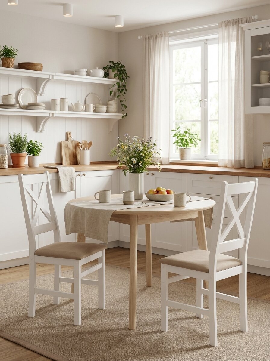 Комплект из 2 классических деревянных стульев TetChair, обеденные, белый каркас, бежевое велюровое сиденье