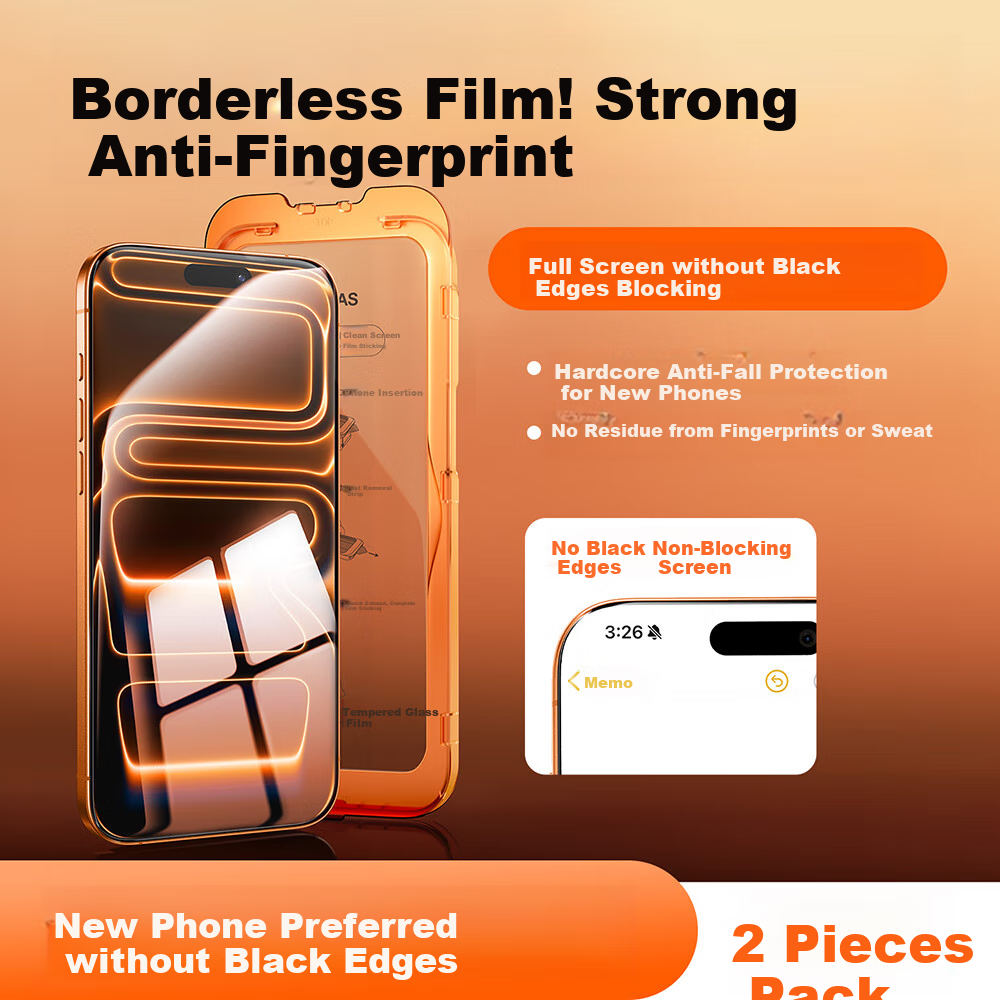 TORRAS Беспороговая стеклянная защитная пленка для iPhone 16 Pro Max 2 шт. Высококачественная пленка с антипригарным