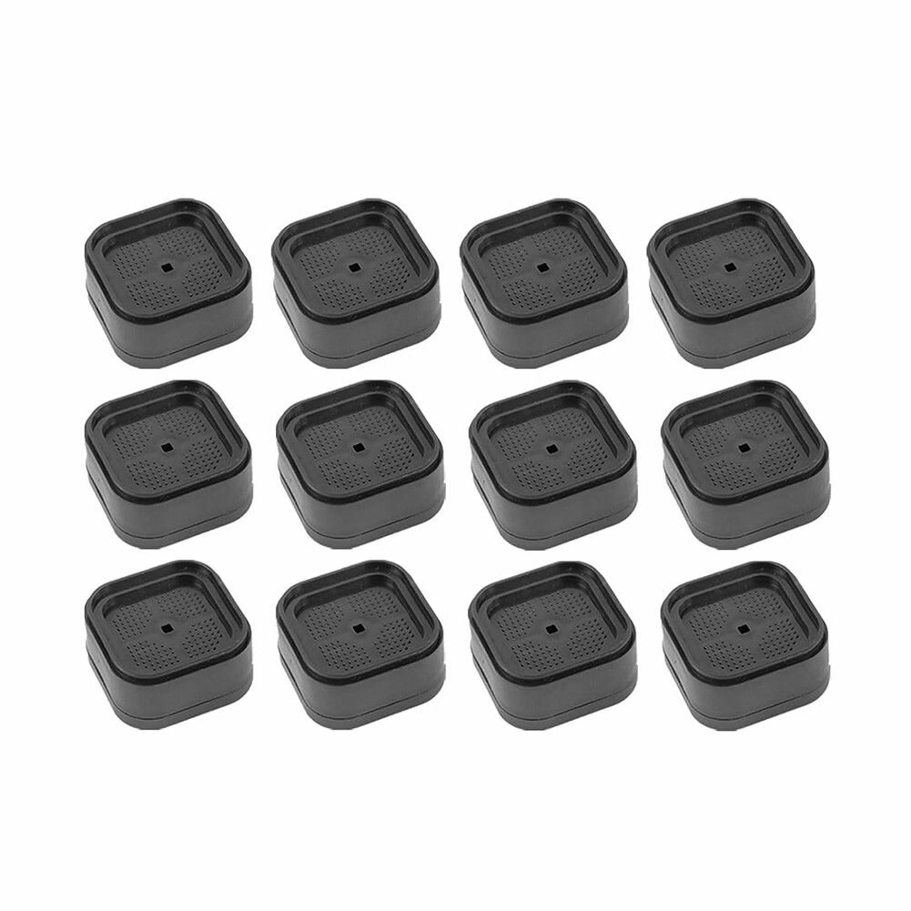 Подставки для мебели на колесах 12 шт — пластиковые подставки 7×7×3.5 см, регулируемые, противоскользящие, черные