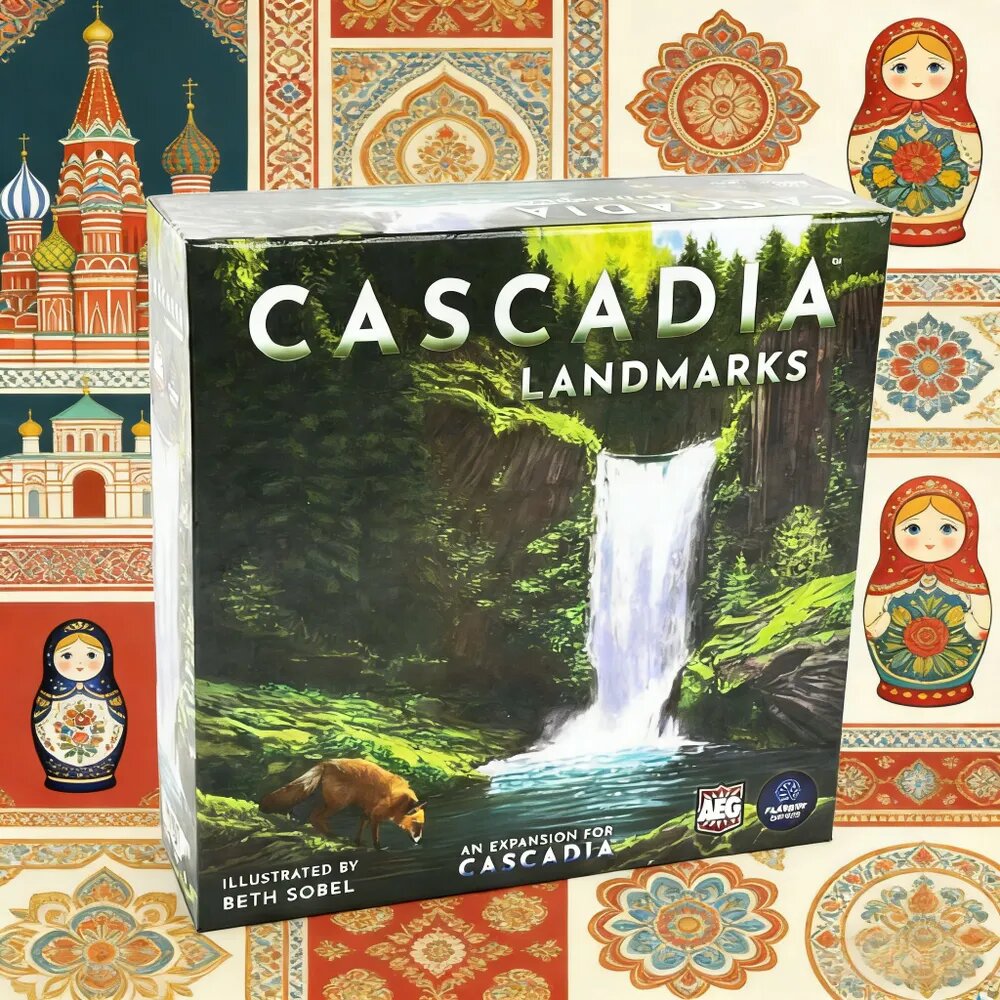 Настольная игра Cascadia English Landmark Expansion Стратегическая игра для компании из 1-4 человек Семейная Деревянная