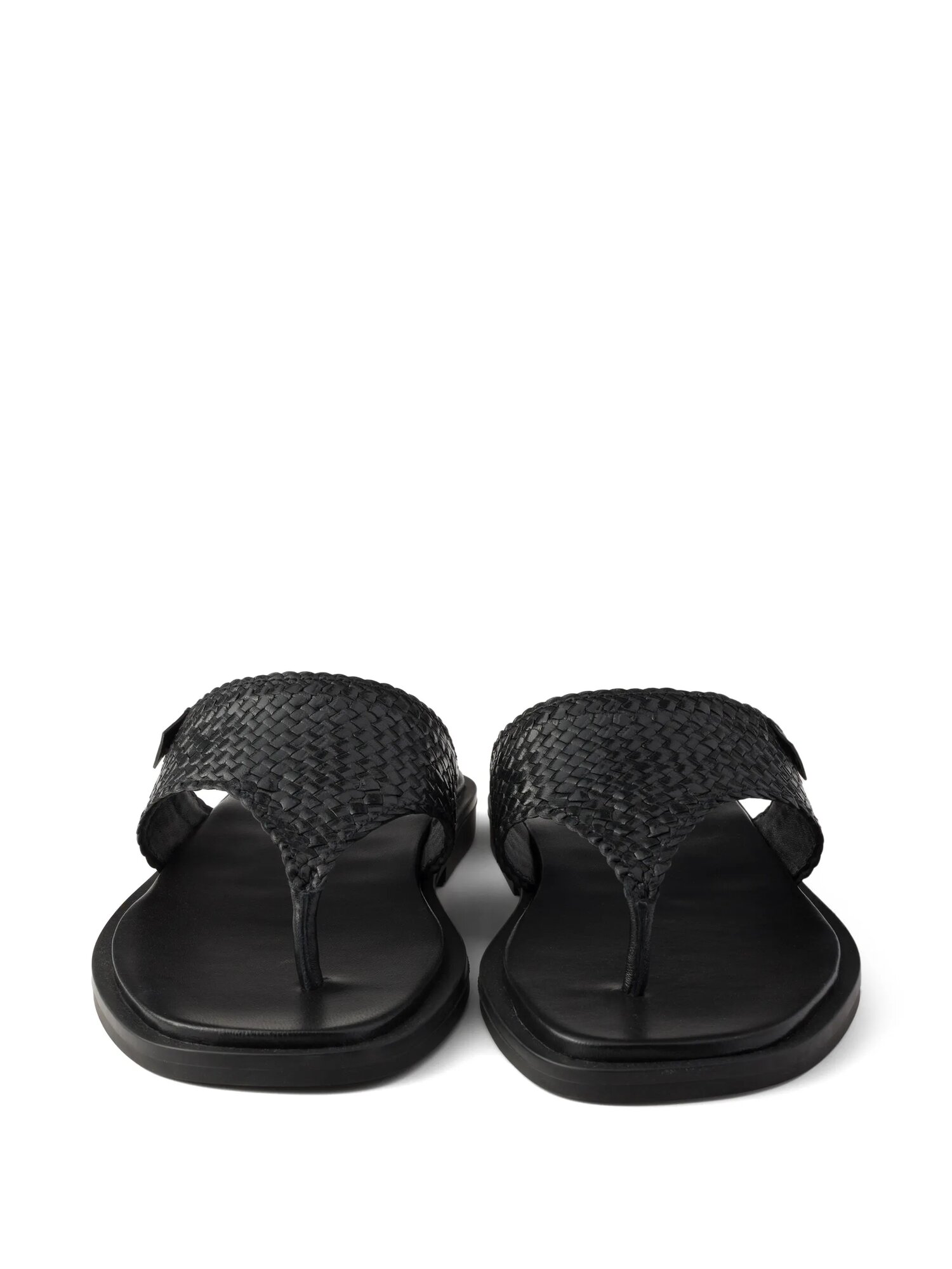 Босоножки Prada Woven leather thong sandals, размер 6 UK, black/black — фото 1