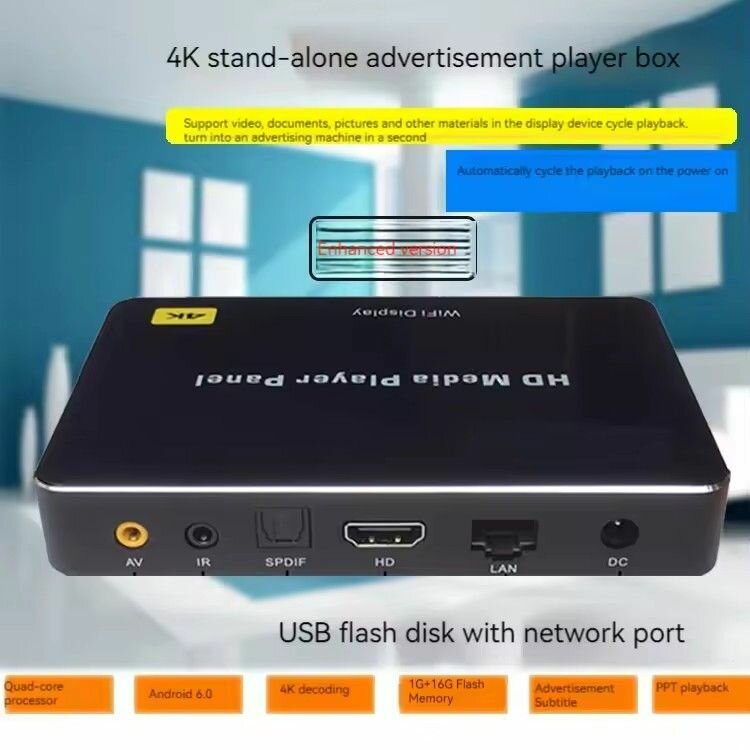 Android 4K умный рекламный музыкальный медиаплеер MKV, ТВ-бокс с поддержкой USB и SD, видеорекламные плееры, мультимед