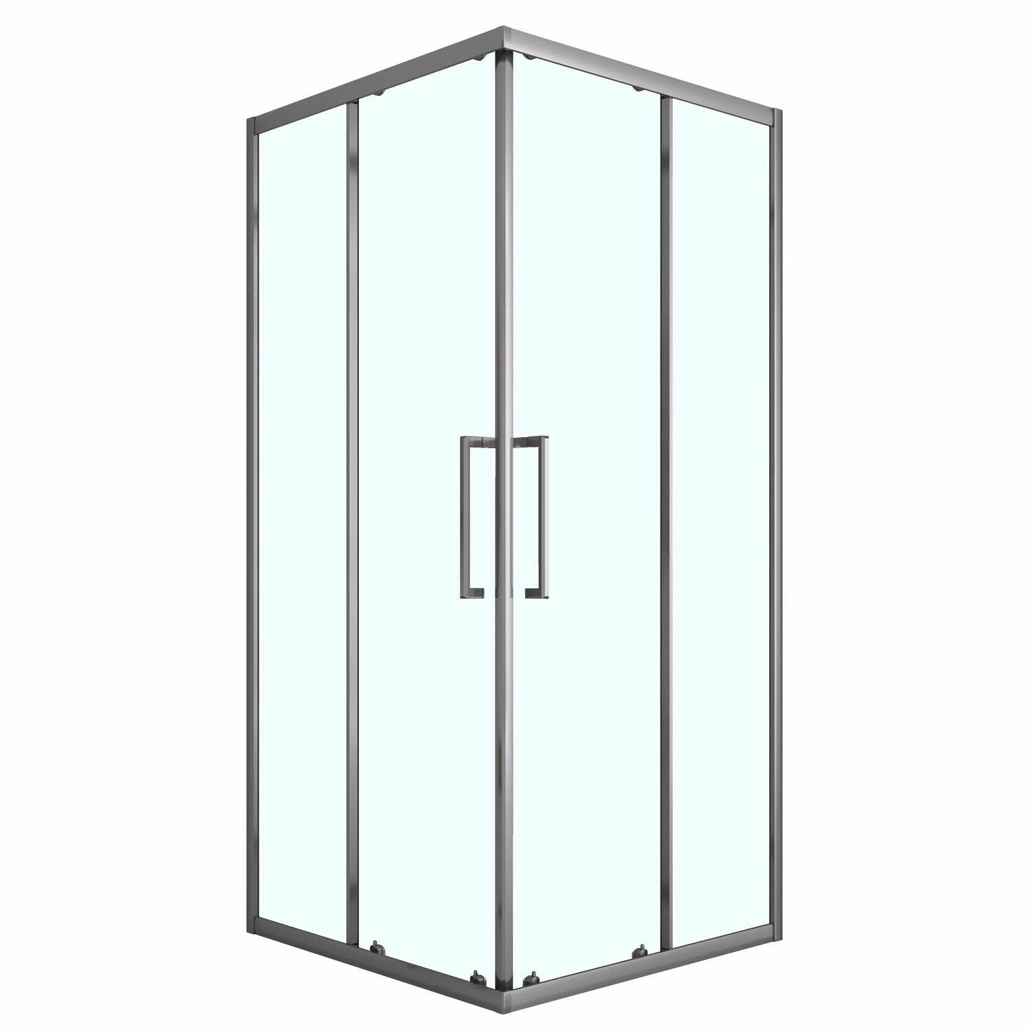 Душевое ограждение Loranto 100x100x190 раздвижная дверь, прозрачное стекло 6 мм, профиль серый матовый (CS-AB01GG-100)