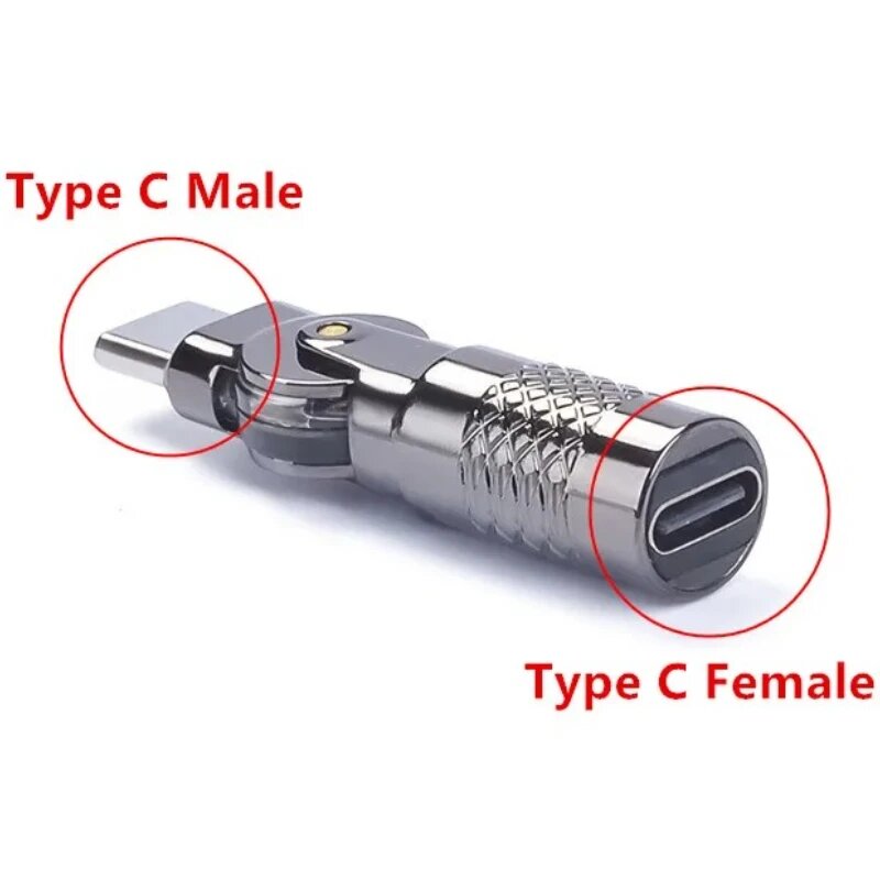 90-градусный 270-градусный прямоугольный колено Type-C Usb-c to Type C Адаптер для зарядки данных Быстрый вращающийся светящийся адаптер 3A