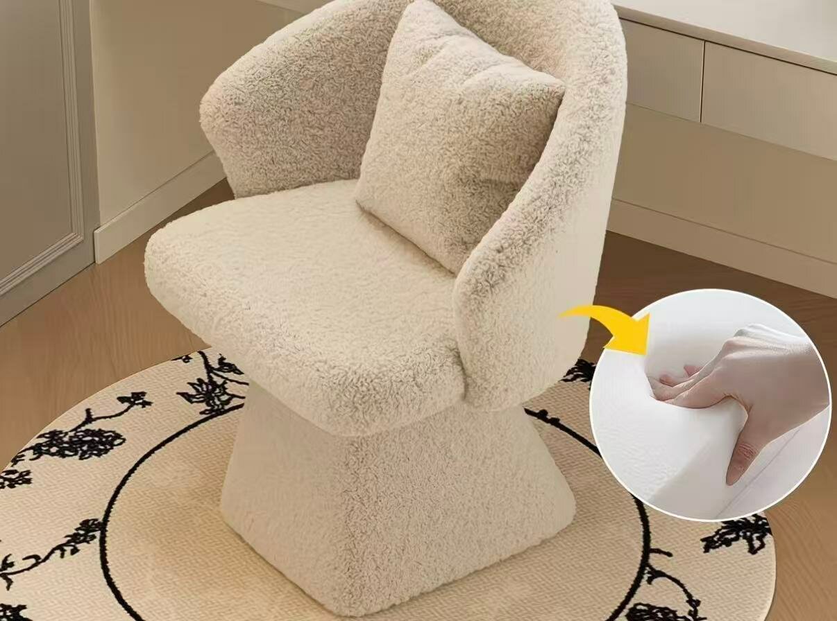 Легкое роскошное вращающееся кресло из овечьего бархата, современное кресло для макияжа