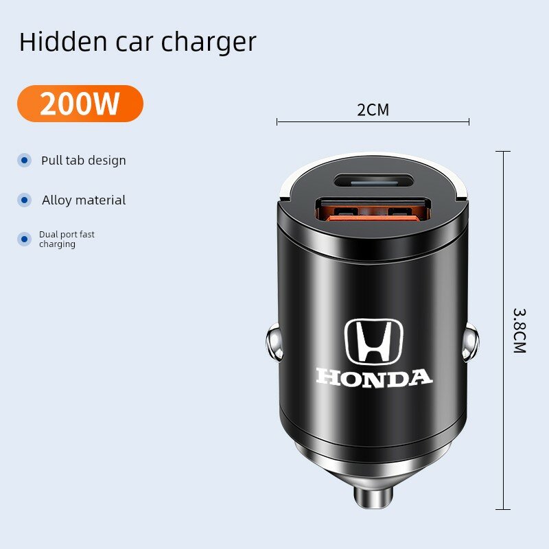 Автомобильный адаптер Honda 200W быстрой зарядки для мобильных телефонов с USB-C портом, высокоскоростная передача