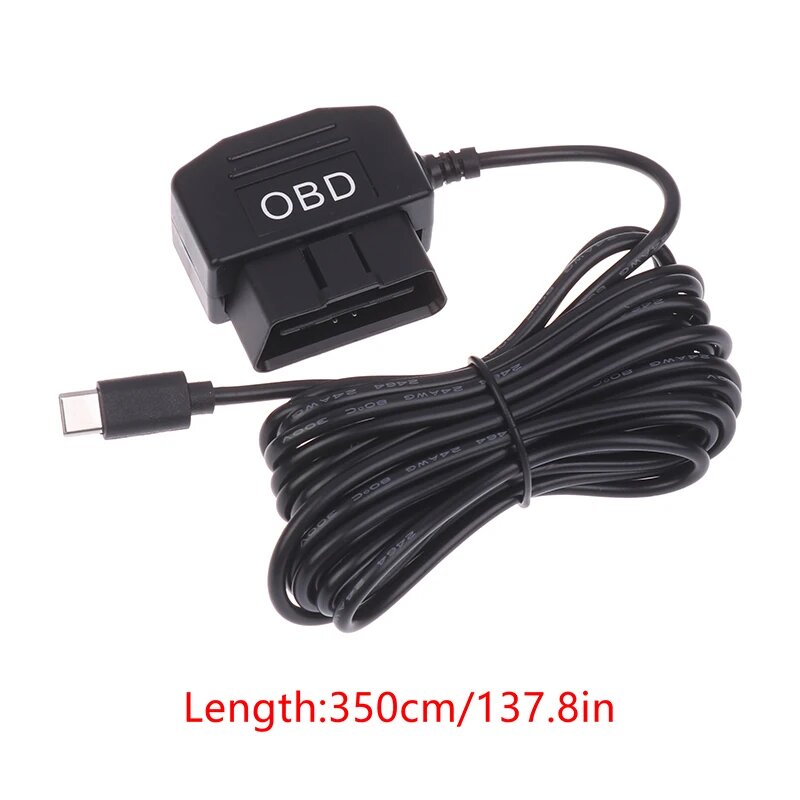 Кабель питания OBD2 — USB-C — комплект жестких проводов для видеорегистратора с режимом парковки 24 часа и защитой аккумулятора