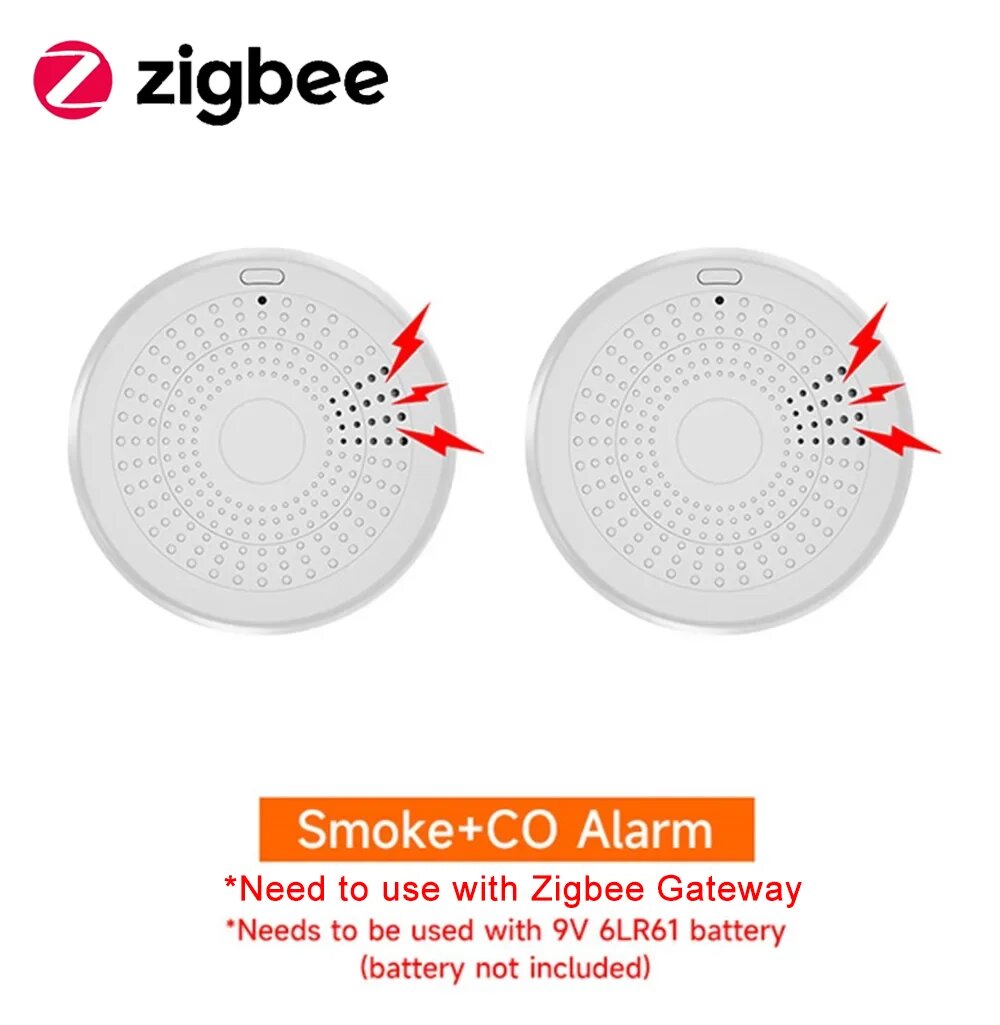 IHseno 2-в-1 Детектор дыма и CO Zigbee 2PCS(need gateway)