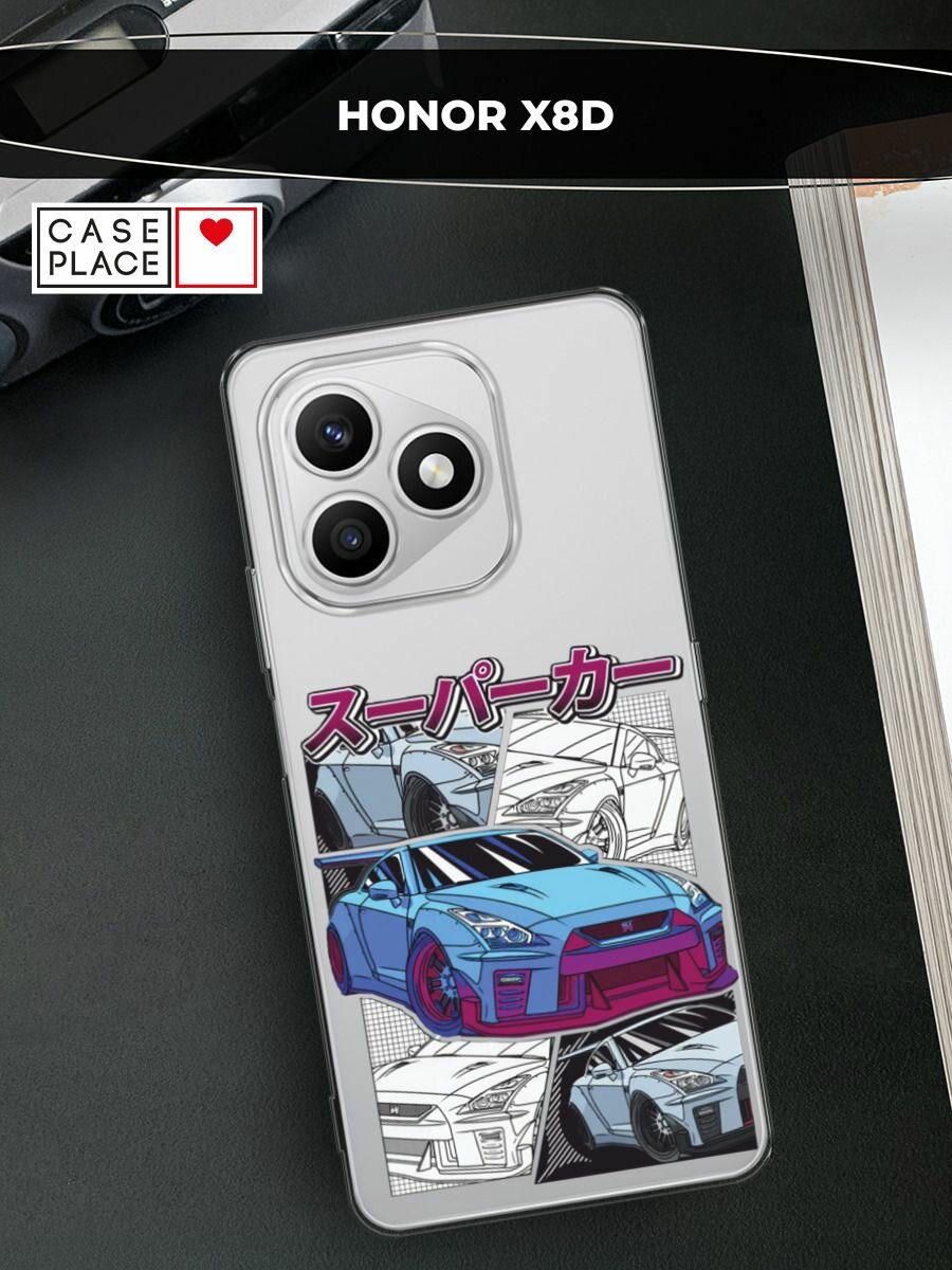Чехол на Honor X8d / Хонор X8d с принтом JDM коллаж, прозрачный