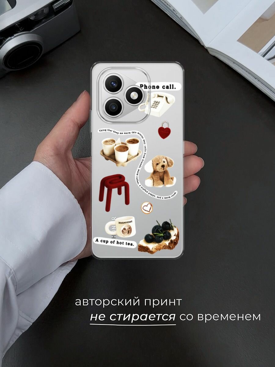 Чехол на Honor X8d / Хонор X8d с принтом Phone call, прозрачный — фото 1