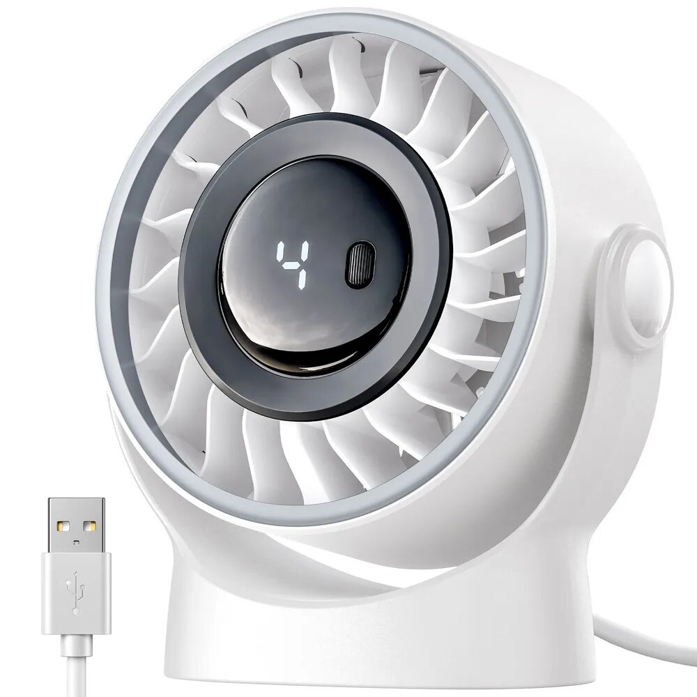 Бесшумный мини-вентилятор (чёрный). USB-питание. Стильный дизайн для дома и офиса. Стильный и тихий