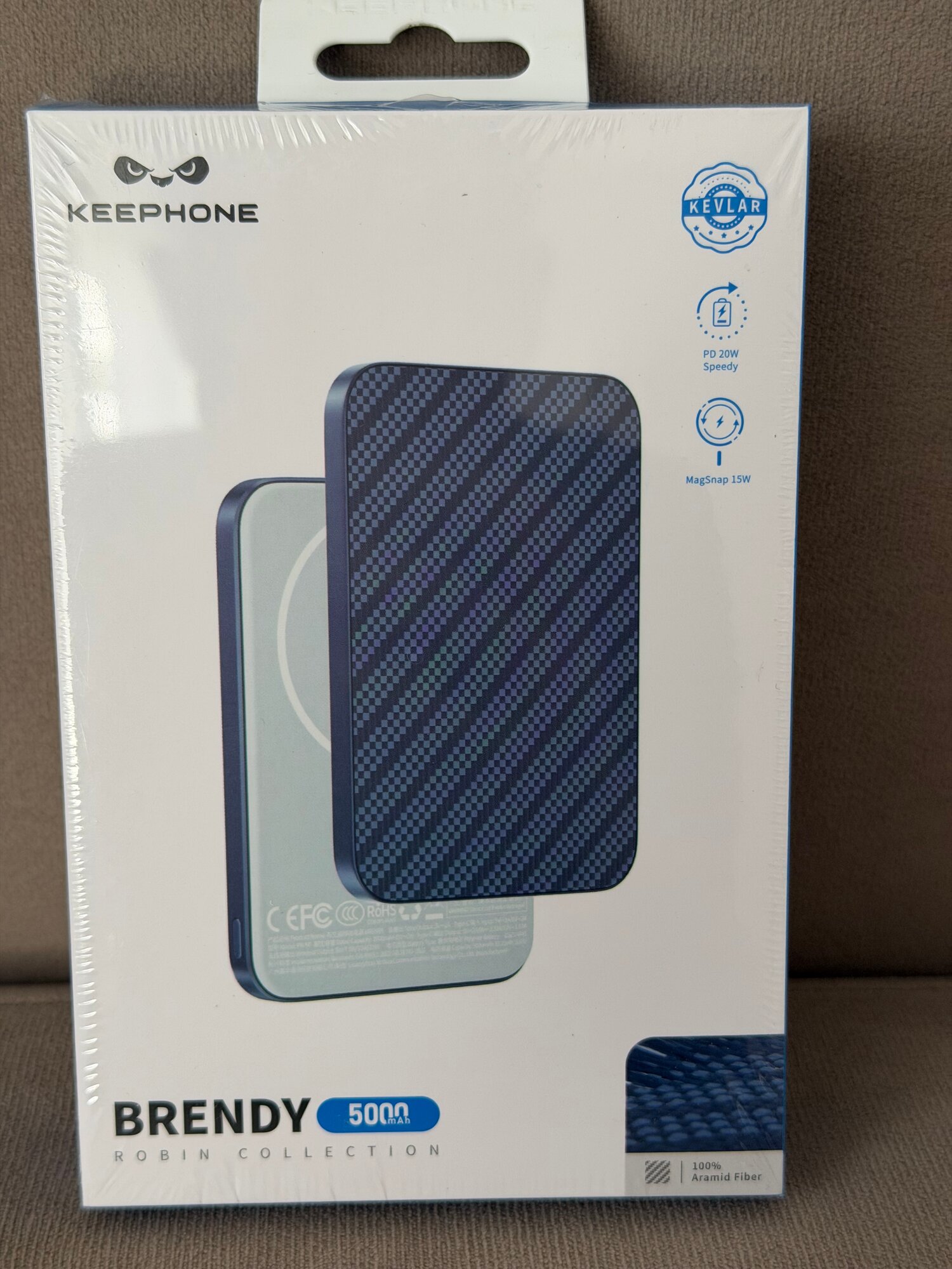 Внешний магнитный аккумулятор Magsafe, Keephone Brendy, цвет Robin Blue, синий в полоску 5000mAh