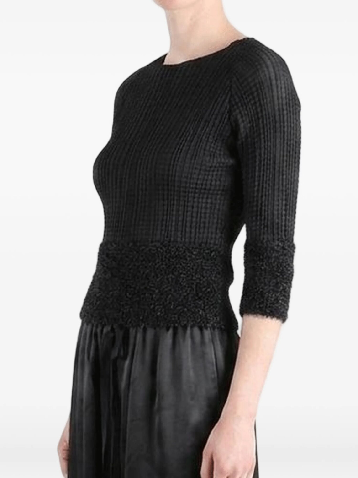 Топ ISSEY MIYAKE Pleated bouclé-trim top, размер 44 — фото 1