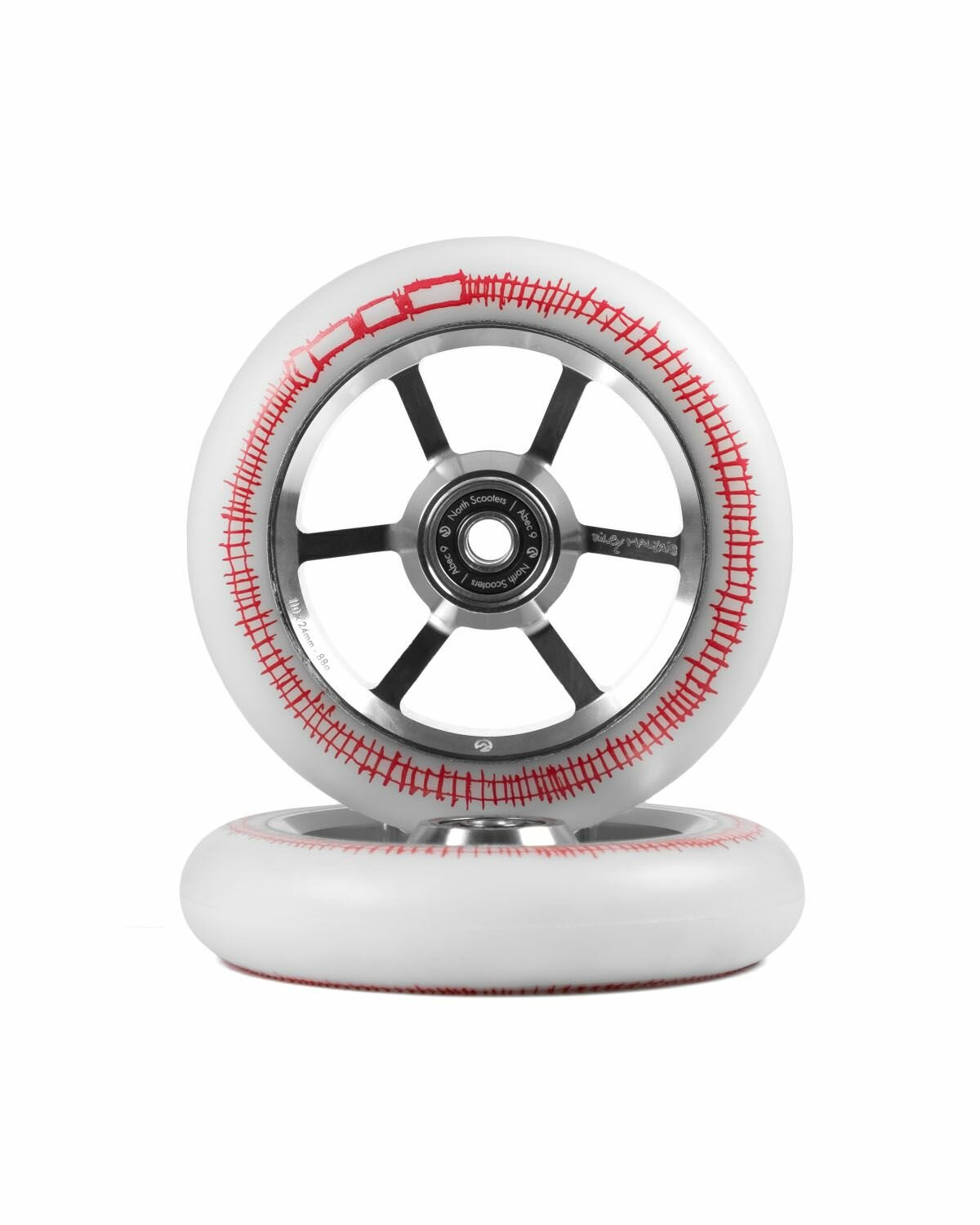 Колёса для самоката NORTH SCOOTERS Riley Maltais Wheels 110x24mm 88A (2шт) Silver/White Pu