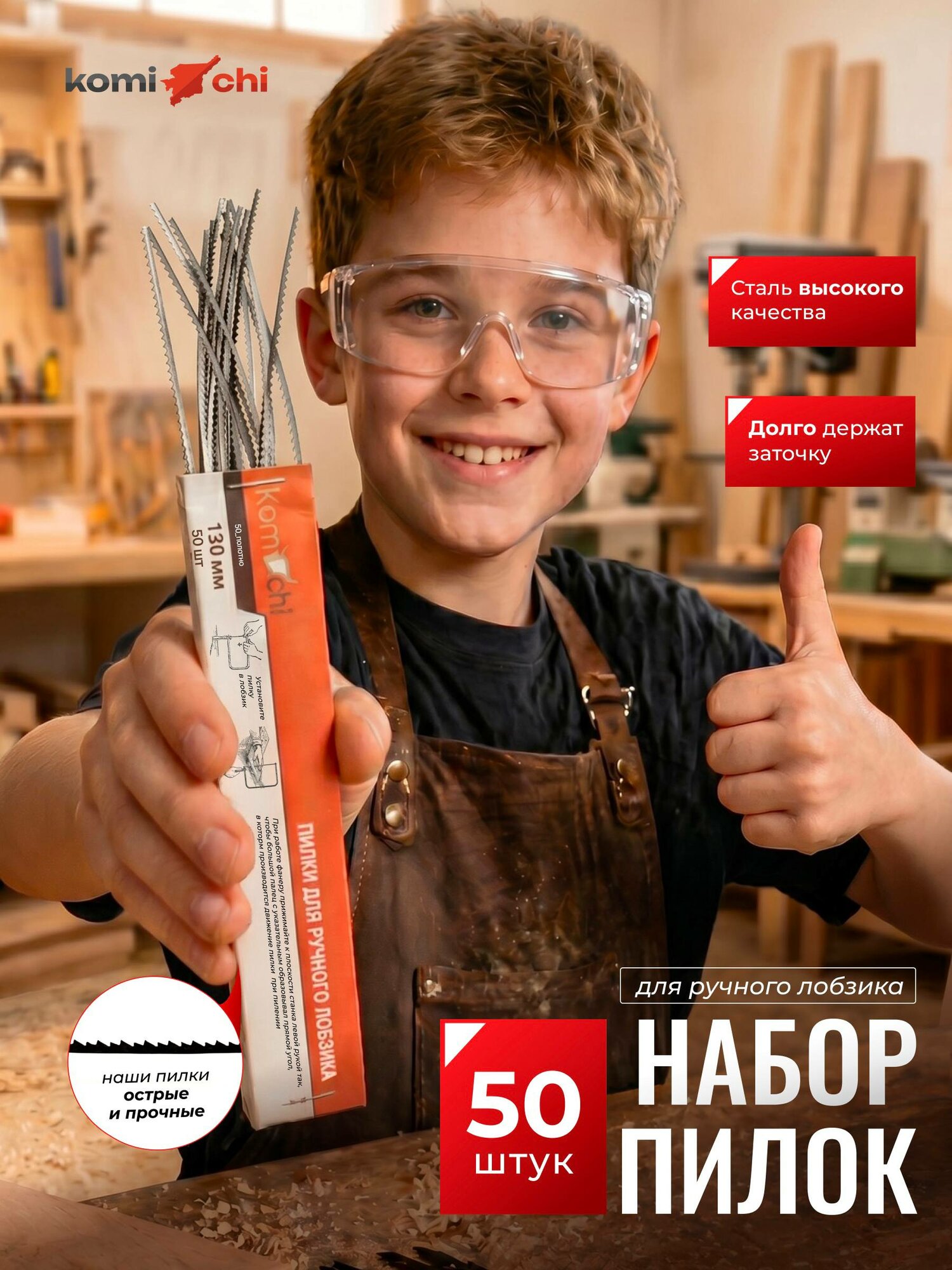Пилки для ручного лобзику по дереву для школы и дома, 50 штук