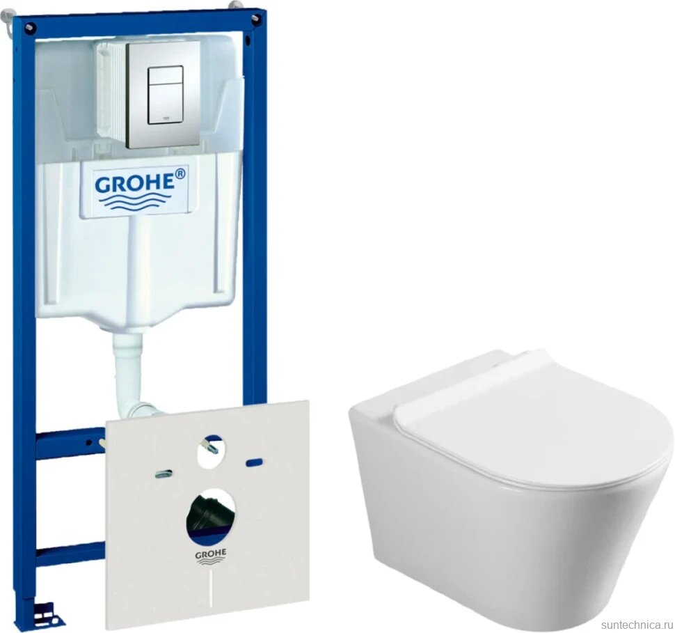 Комплект Унитаз подвесной Vincea Vito VT1-23 + Инсталляция Grohe Rapid SL 38772001 3 в 1 с кнопкой смыва + Шумоизоляция 37131000