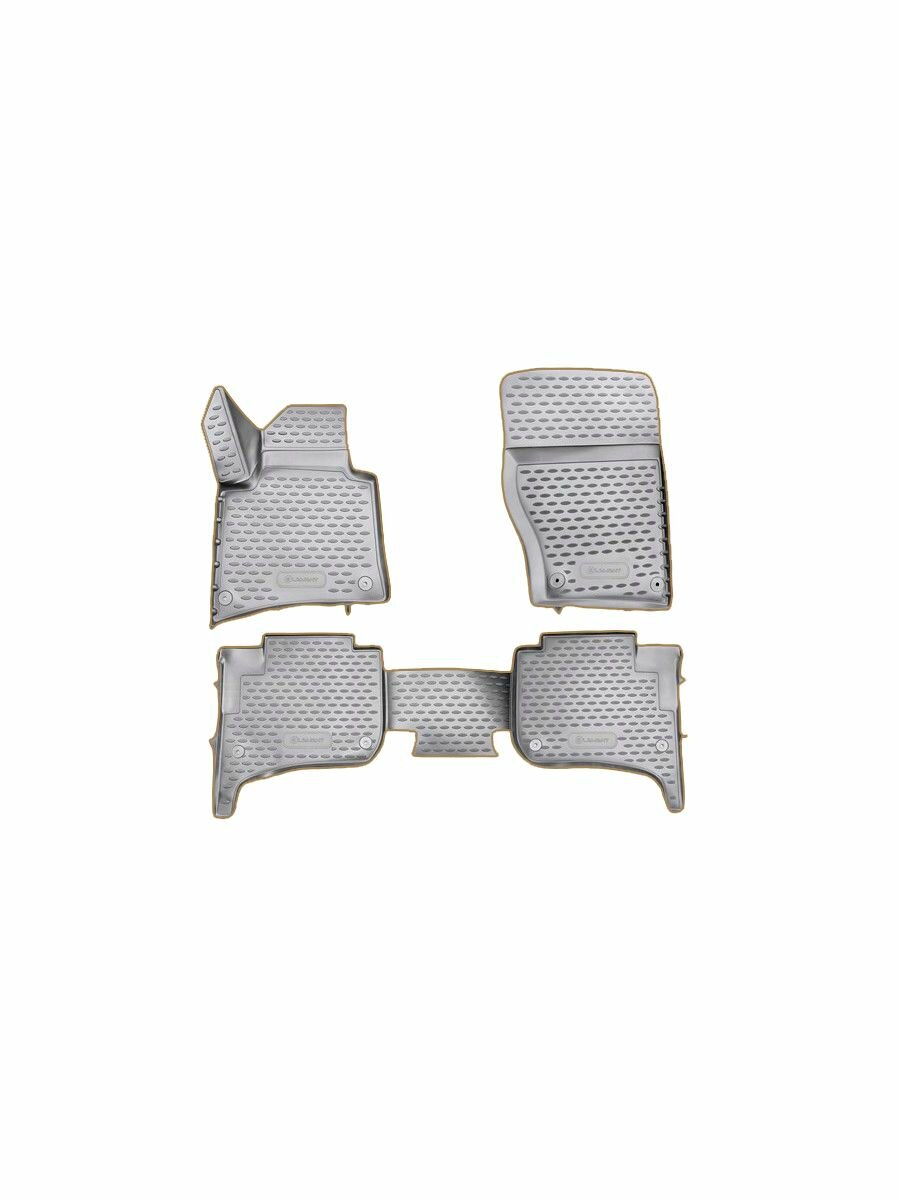 Коврики 3D в салон для VW Touareg II 2010-2015, 2015-2018, 2-х зонный климат-контроль, 4 шт. (бежевый кант, полиуретан) / Фольксваген Туарег