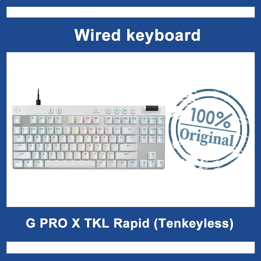 Logitech (G) PRO X TKL RAPID механическая клавиатура 87 клавиш Белый, White