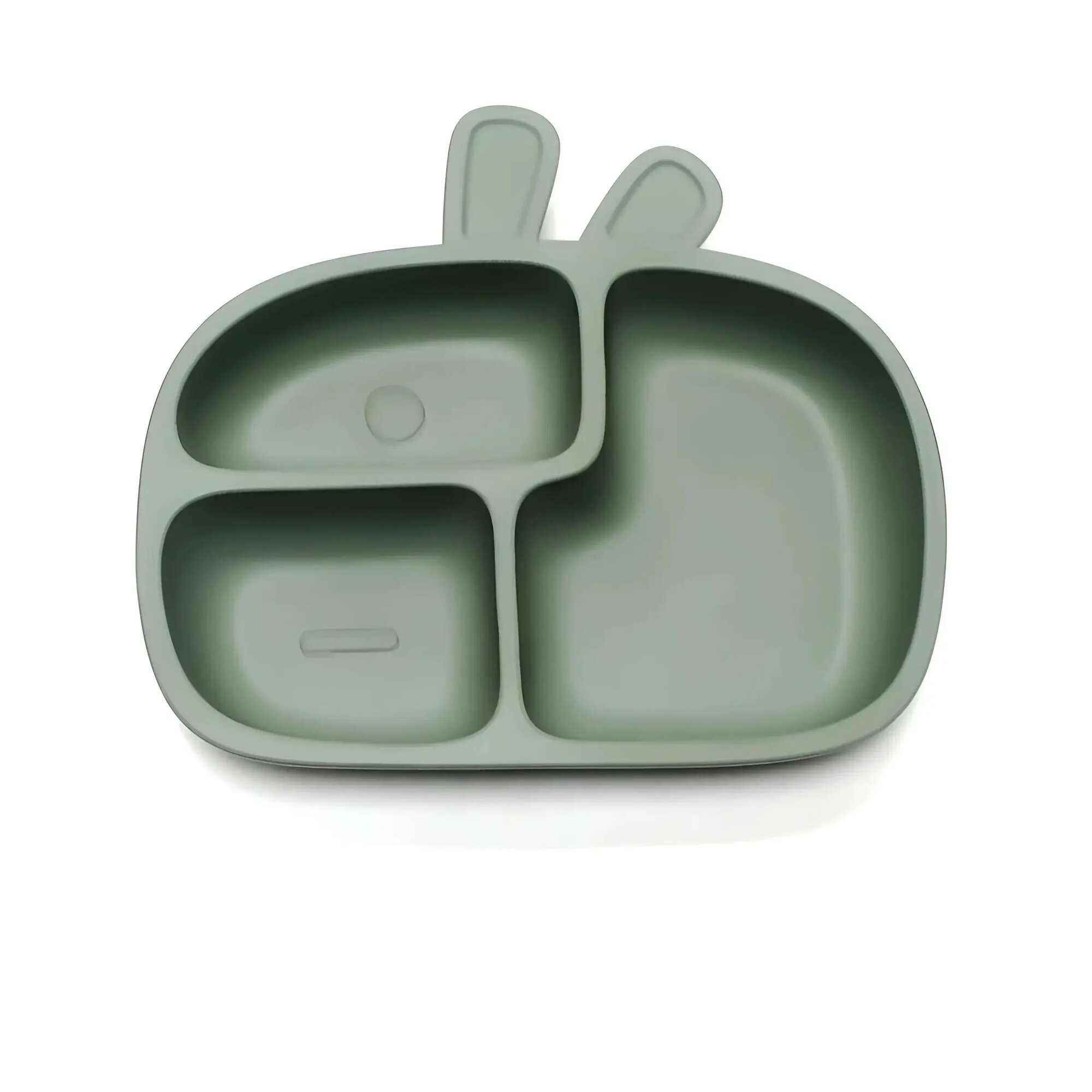 Детская силиконовая тарелка Серый, olive