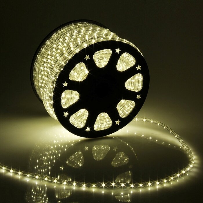 LED шнур 13 мм, круглый, 100 м, фиксинг, 2W-LED/м-36-220V в компл. набор д/подкл, Т/белый