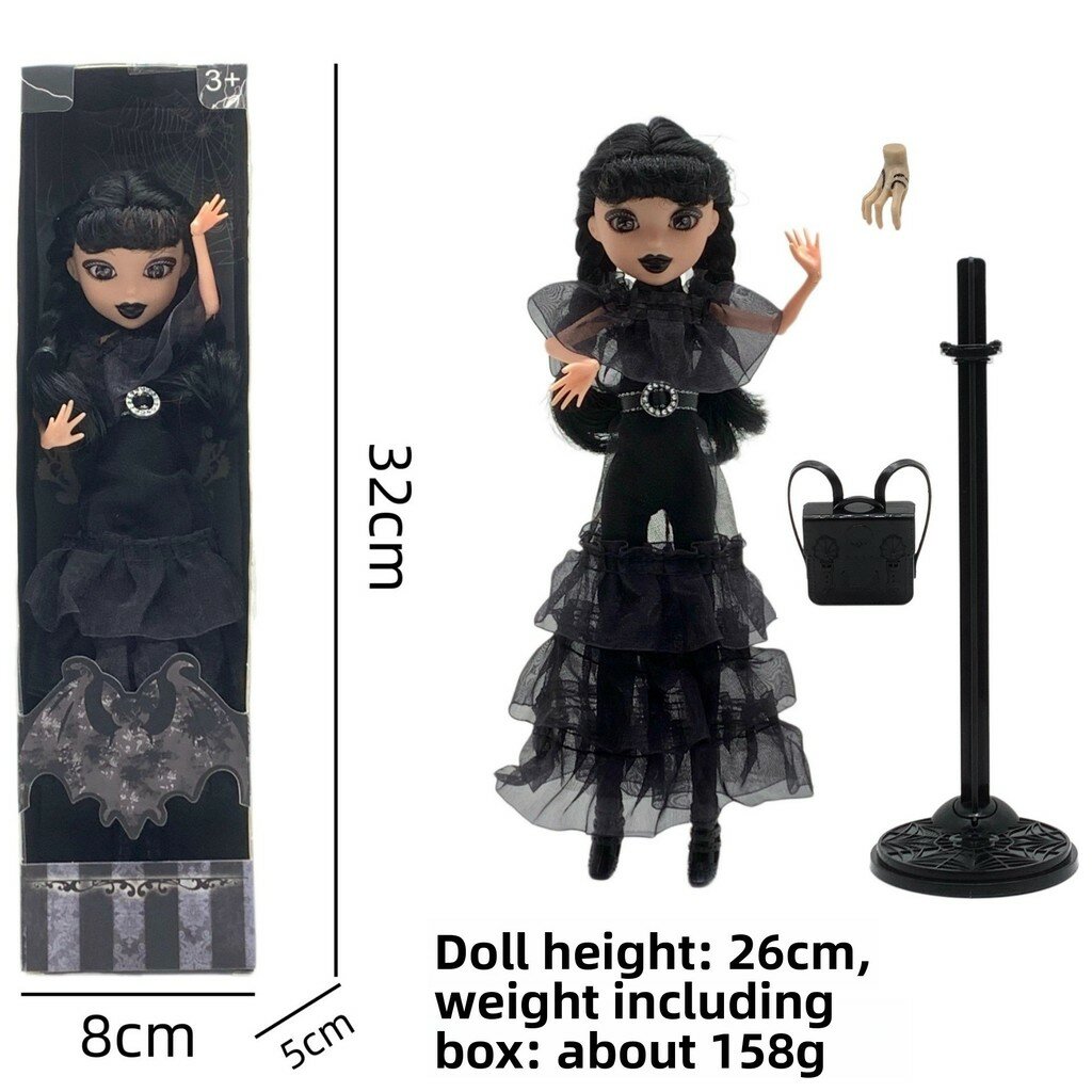 Addams raven 3d pvc figurine with school uniform and gothic details for display style c