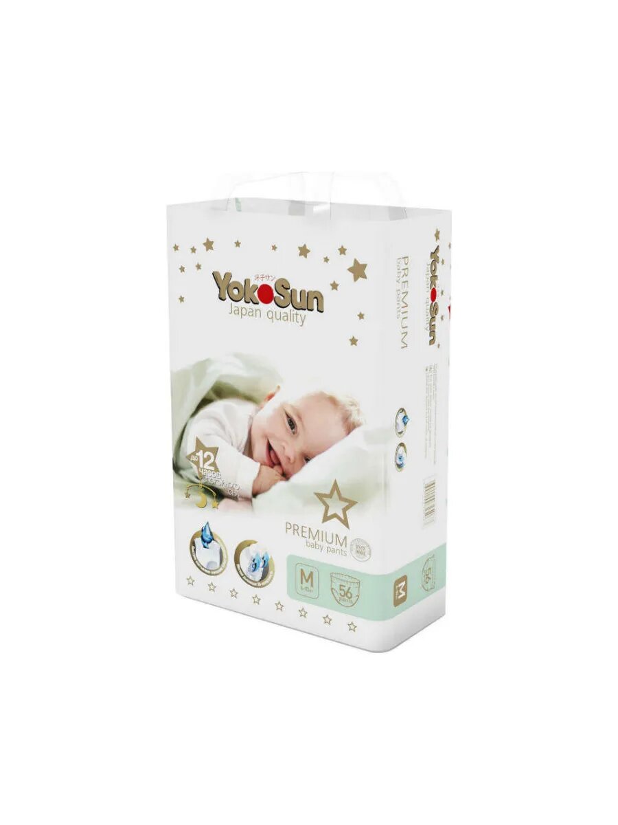 YokoSun Подгузники-Трусики Premium р. M (6-10 кг) 56 шт