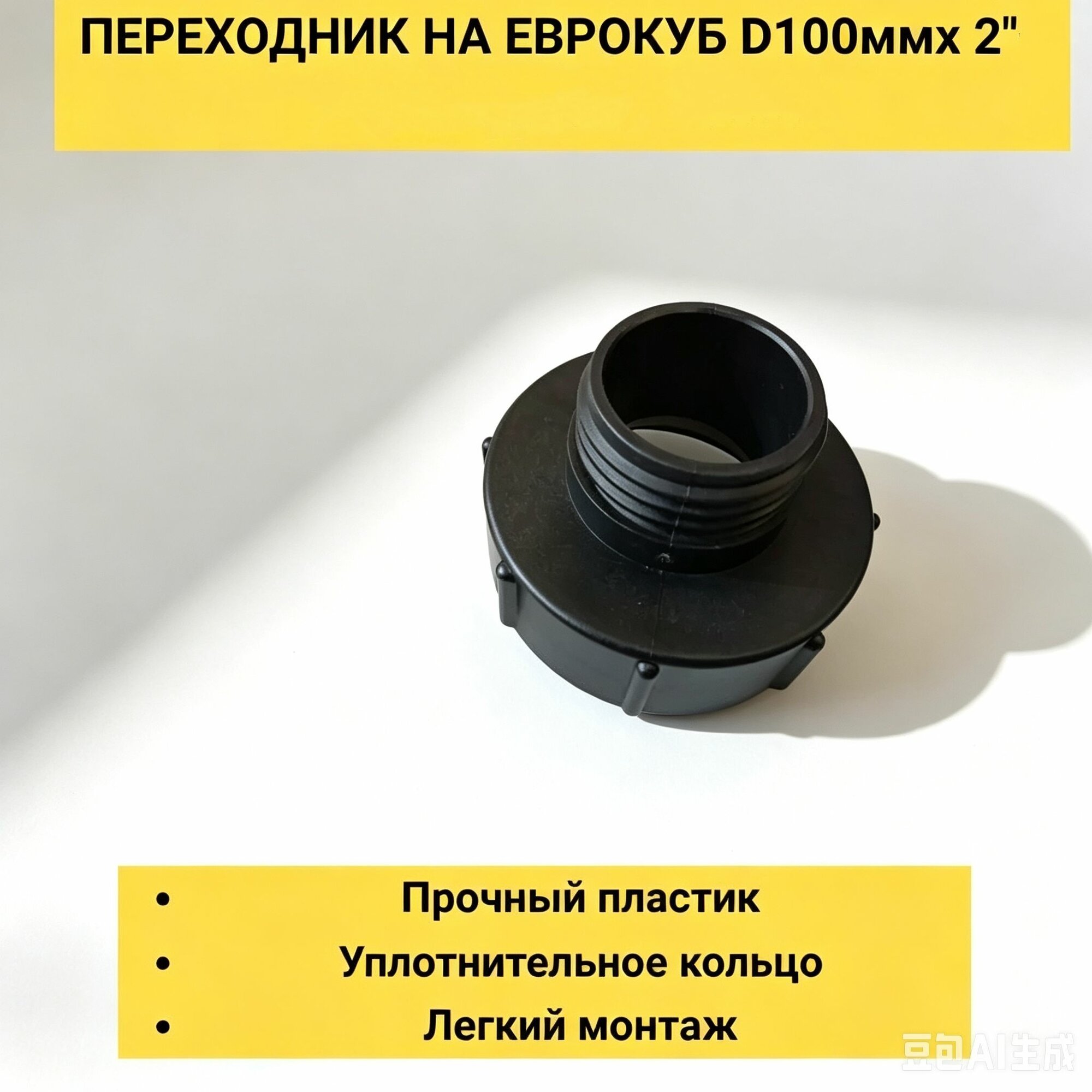 Переходник на Еврокуб 3" (D100х8мм)x 2"(наружная крупная резьба) фитинг для еврокуба адаптер для еврокуба соединитель для еврокуба