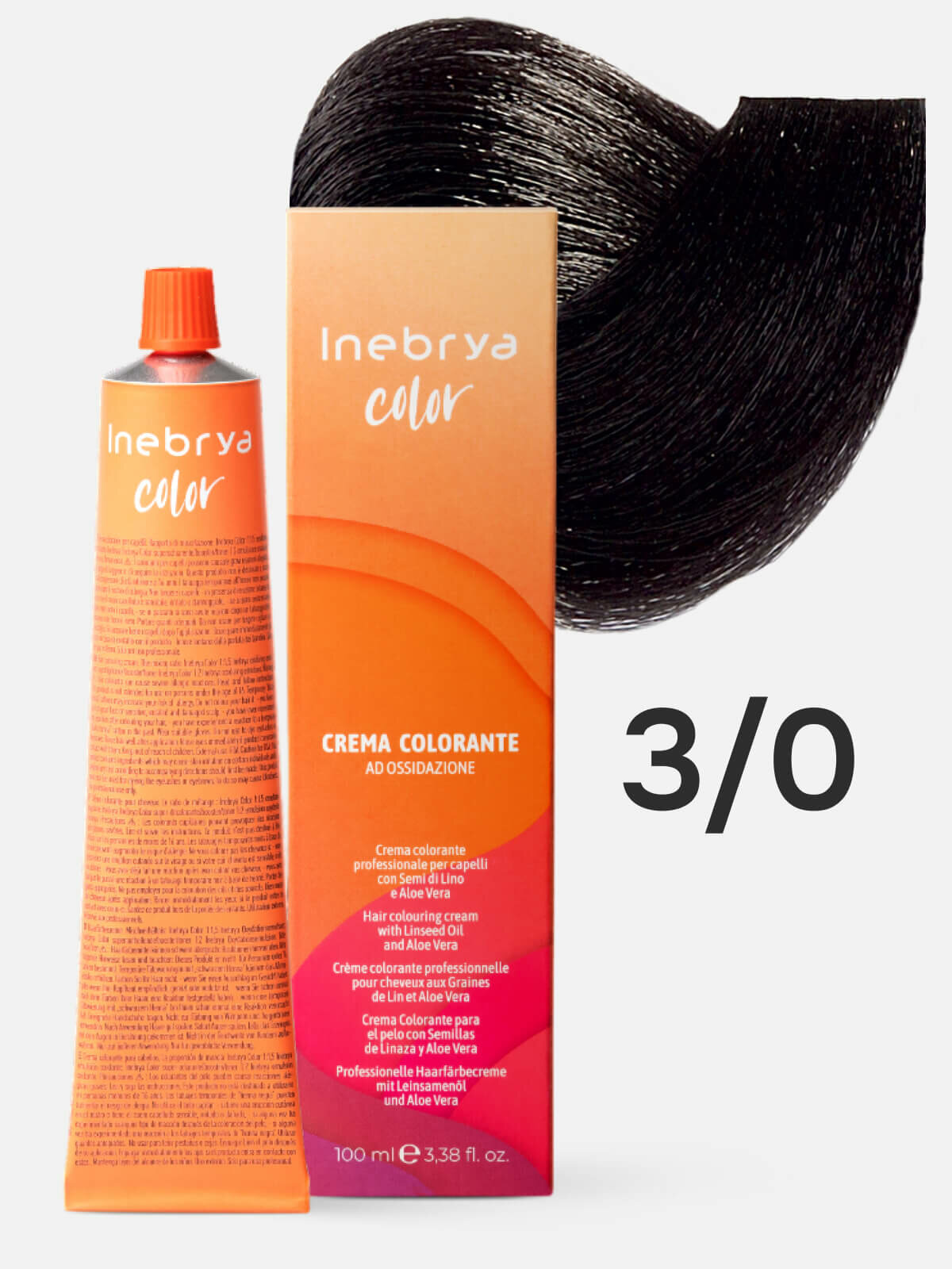 Крем - краска для волос профессиональная Inebrya Color Professional 3/0 Темный каштановый Натуральный, 100 мл